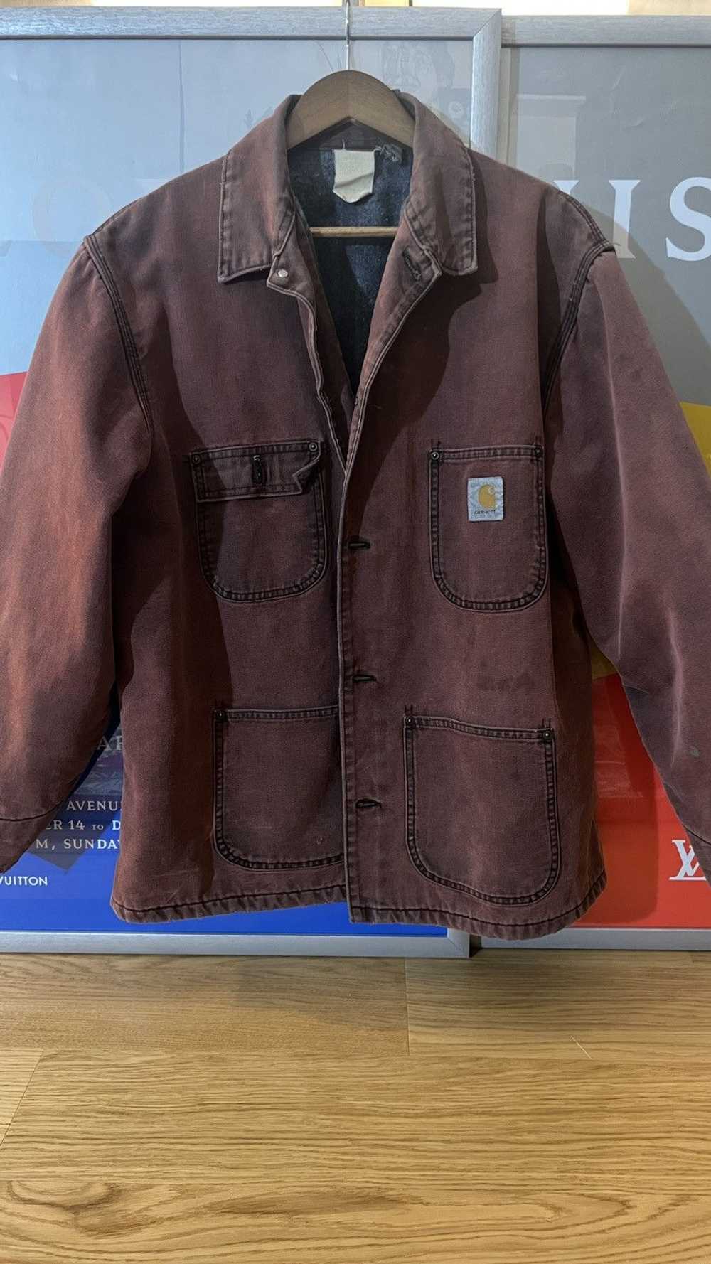 Carhartt VINTAGE Chore Jacket. Burgundy and blanket l… - Gem
