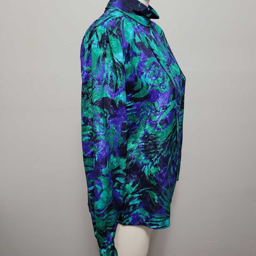 Vintage Nicola 80s jacquard satin paisley blouse size… - Gem