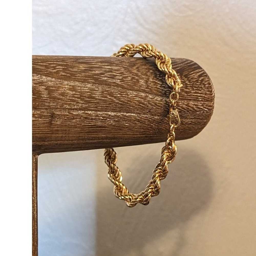 Vintage Monet Chunky Gold Tone Rope Chain Bracelet - Gem