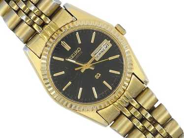 VINTAGE SEIKO SQ 3Y03 DAY / DATE GOLD TONE 24mm LADI… - Gem