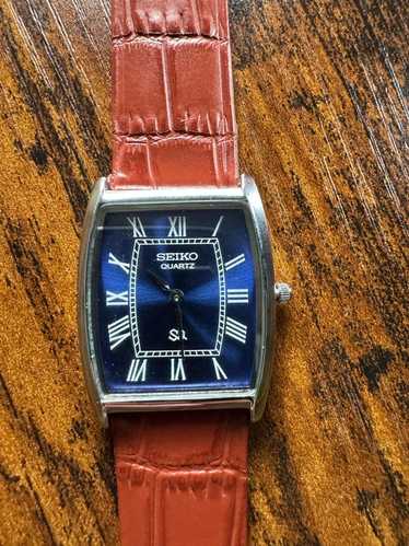 Rare Vintage Seiko Slim Barrel tank Men Blue Dial LIg… - Gem