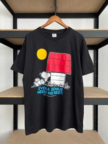 Vintage 90s Peanuts Snoopy 1958 Cartoon Black T-shirt… - Gem