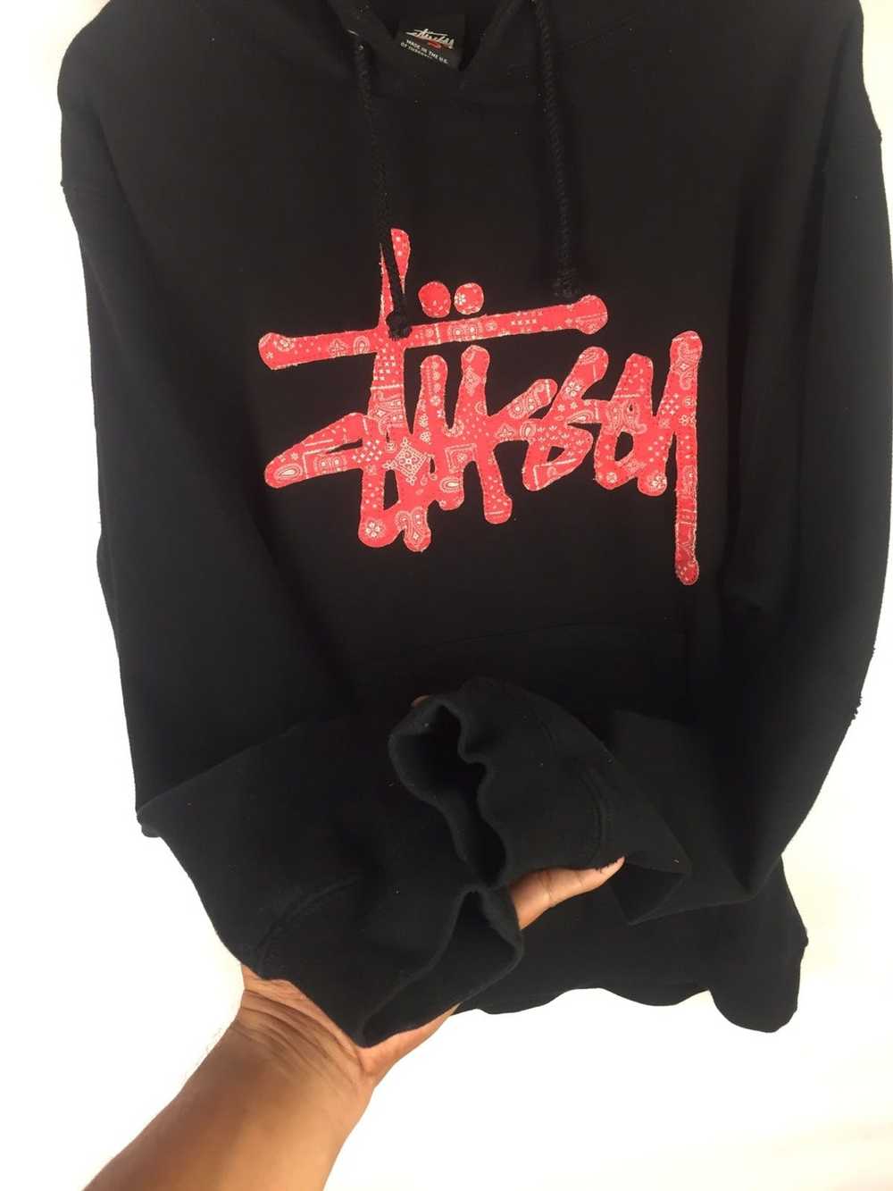 Streetwear × Stussy Black stussy bandana spellout hoo… - Gem
