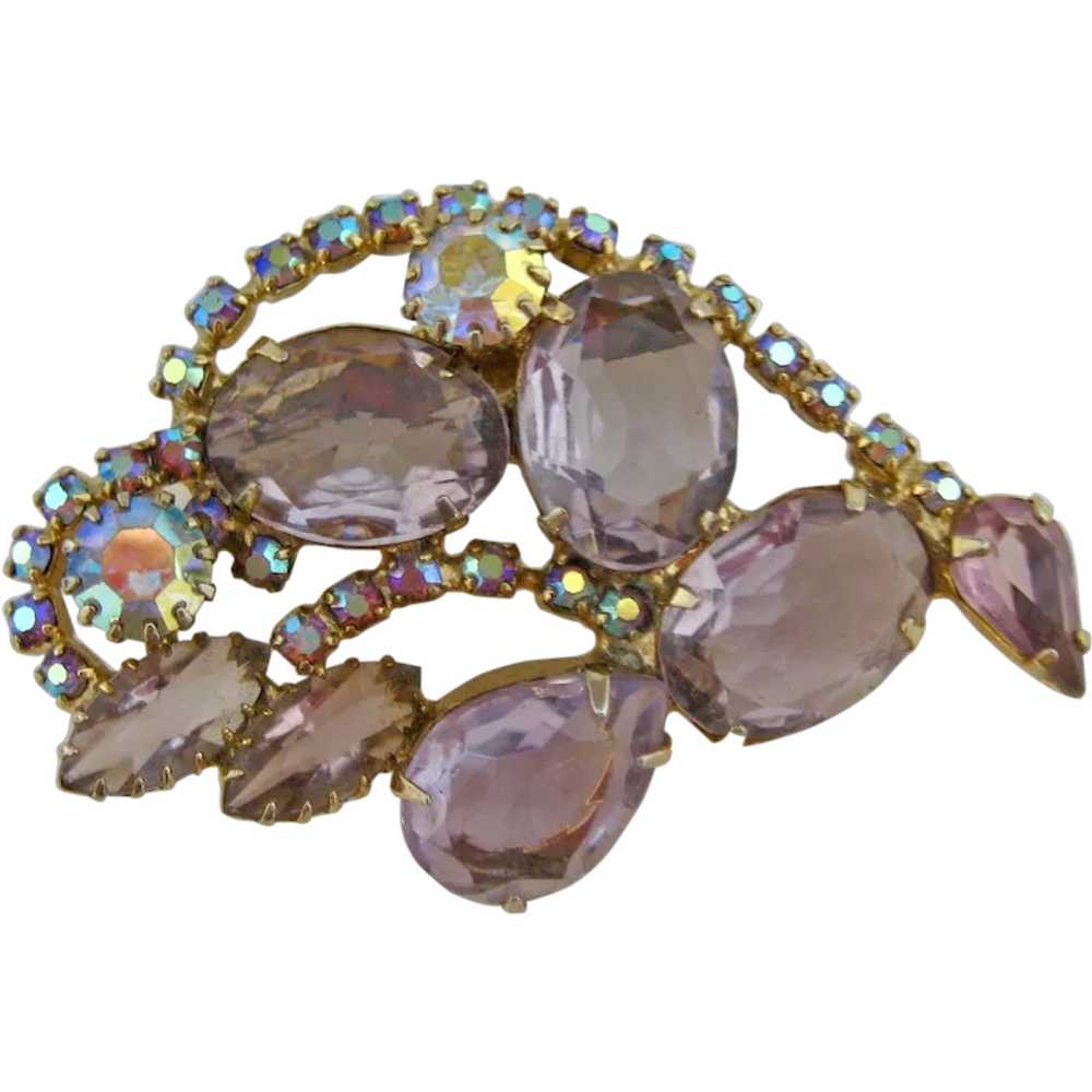 Gorgeous Vintage Lavender Brooch Pin Open Backed Art … Gem