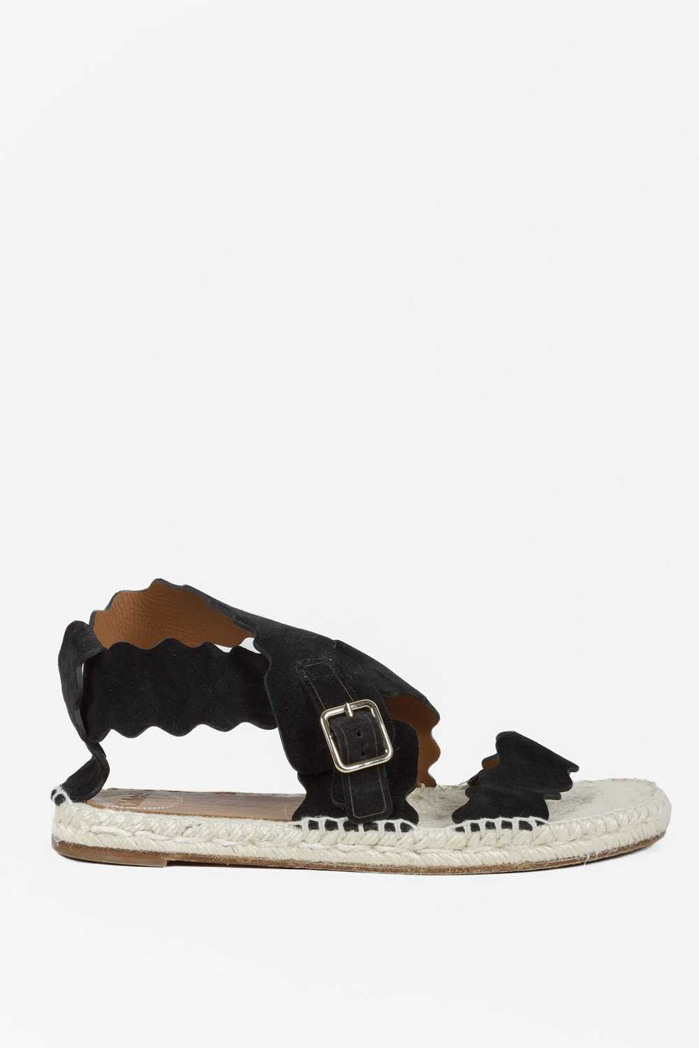 Chloe Chloé Lauren Scalloped Black Suede Espadrille S… - Gem Chloe Chloé Lauren Scalloped Black Suede Espadrille S… - Gem