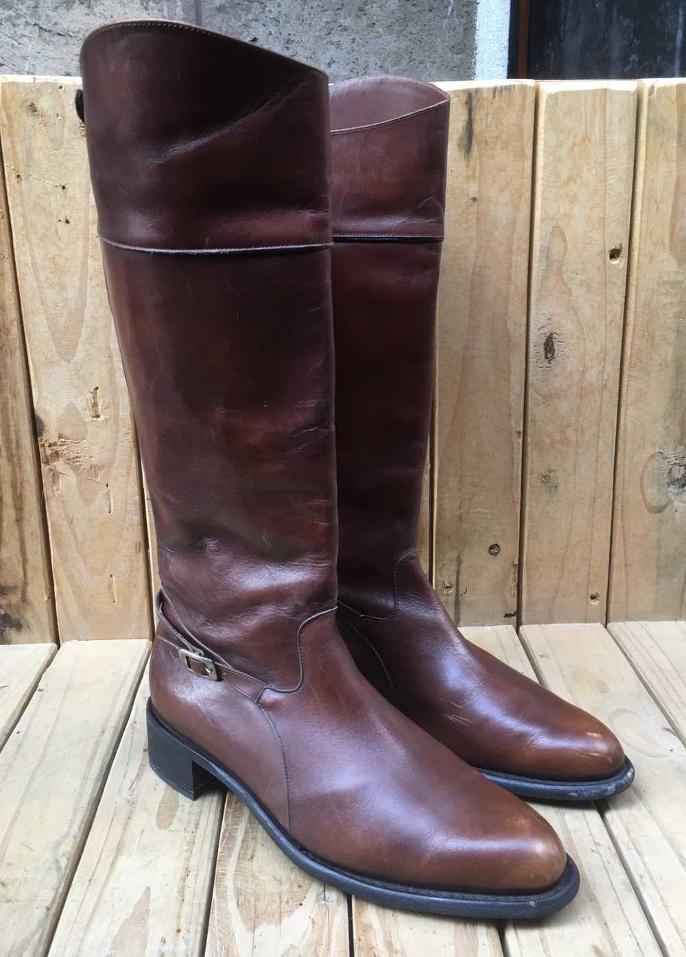 Paraboot Paraboot women's riding brown leather boots … - Gem