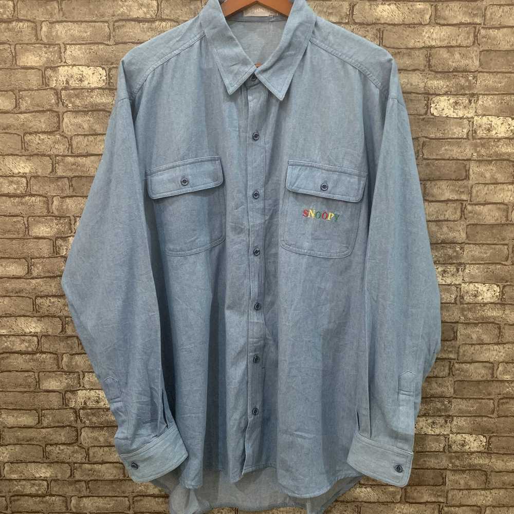 Peanuts × Vintage 90s Peanuts Snoopy Denim Shirt Big… Gem