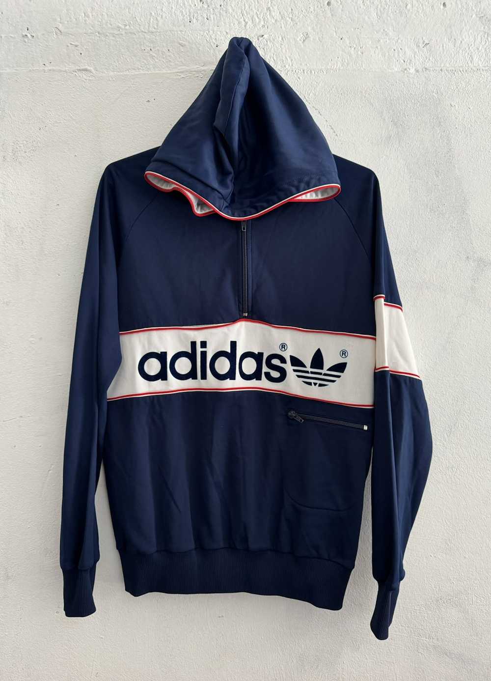 Adidas × Vintage Adidas 80s Vintage Hoodie Zip Pocket - Gem