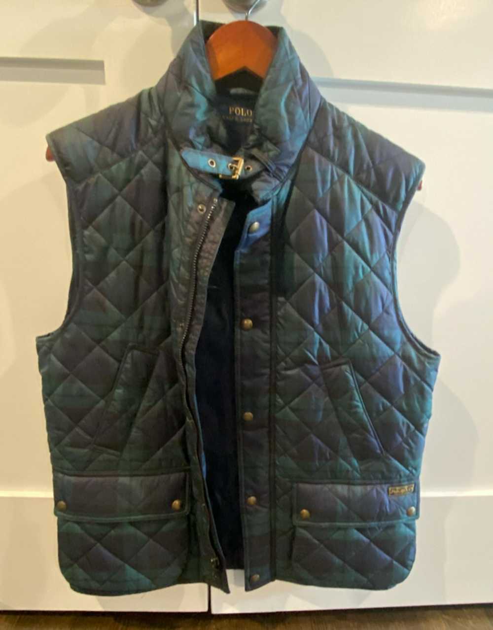 Polo Ralph Lauren Quilted Plaid Vest Olive Green Tart… Gem